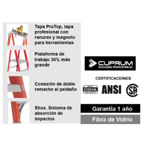 Escalera de fibra de vidrio tijera plataforma 6 peldaños LOUISVILLE ...